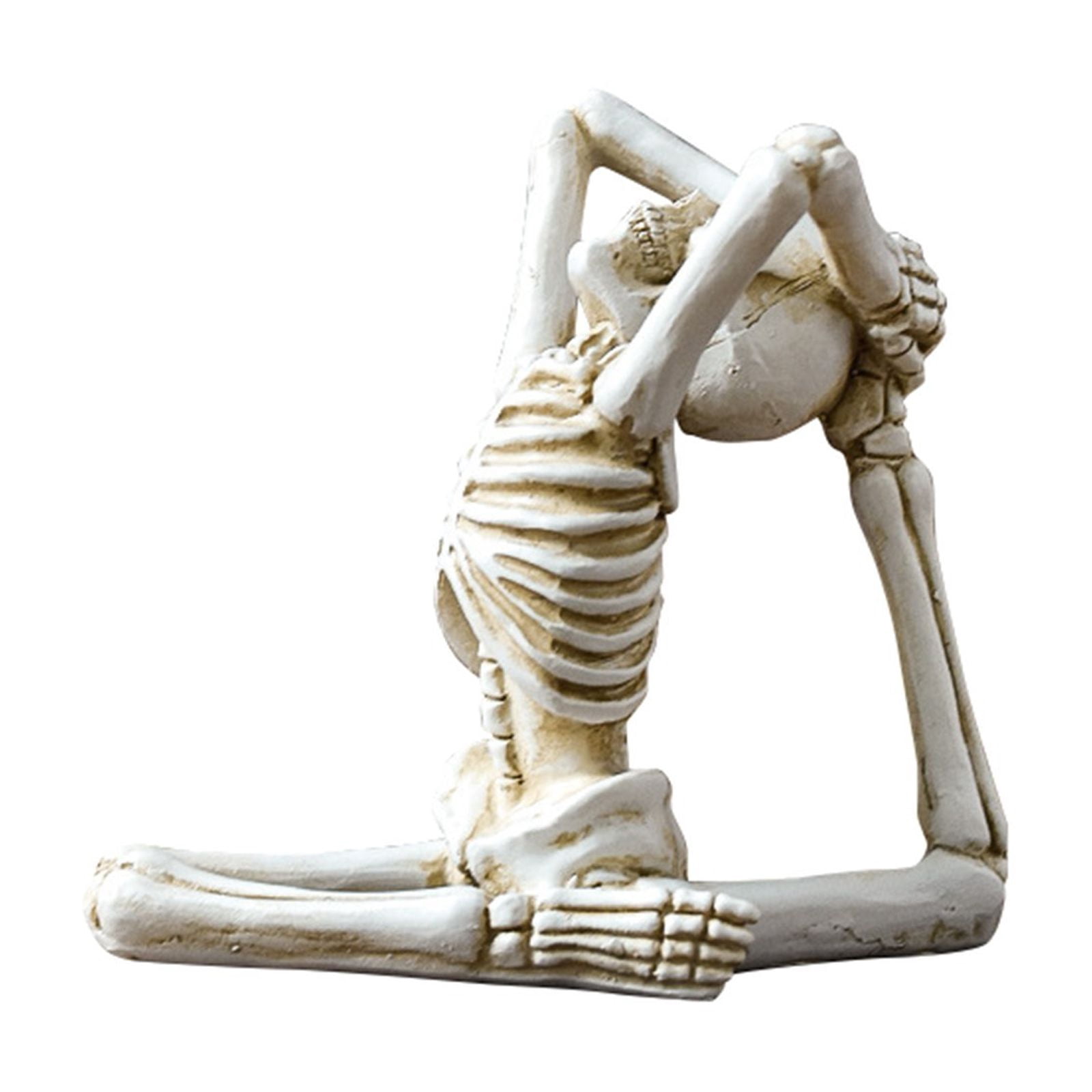 Halloween Yoga Pose Skeleton White Statue Decor, Handmade Resin Gothic ...