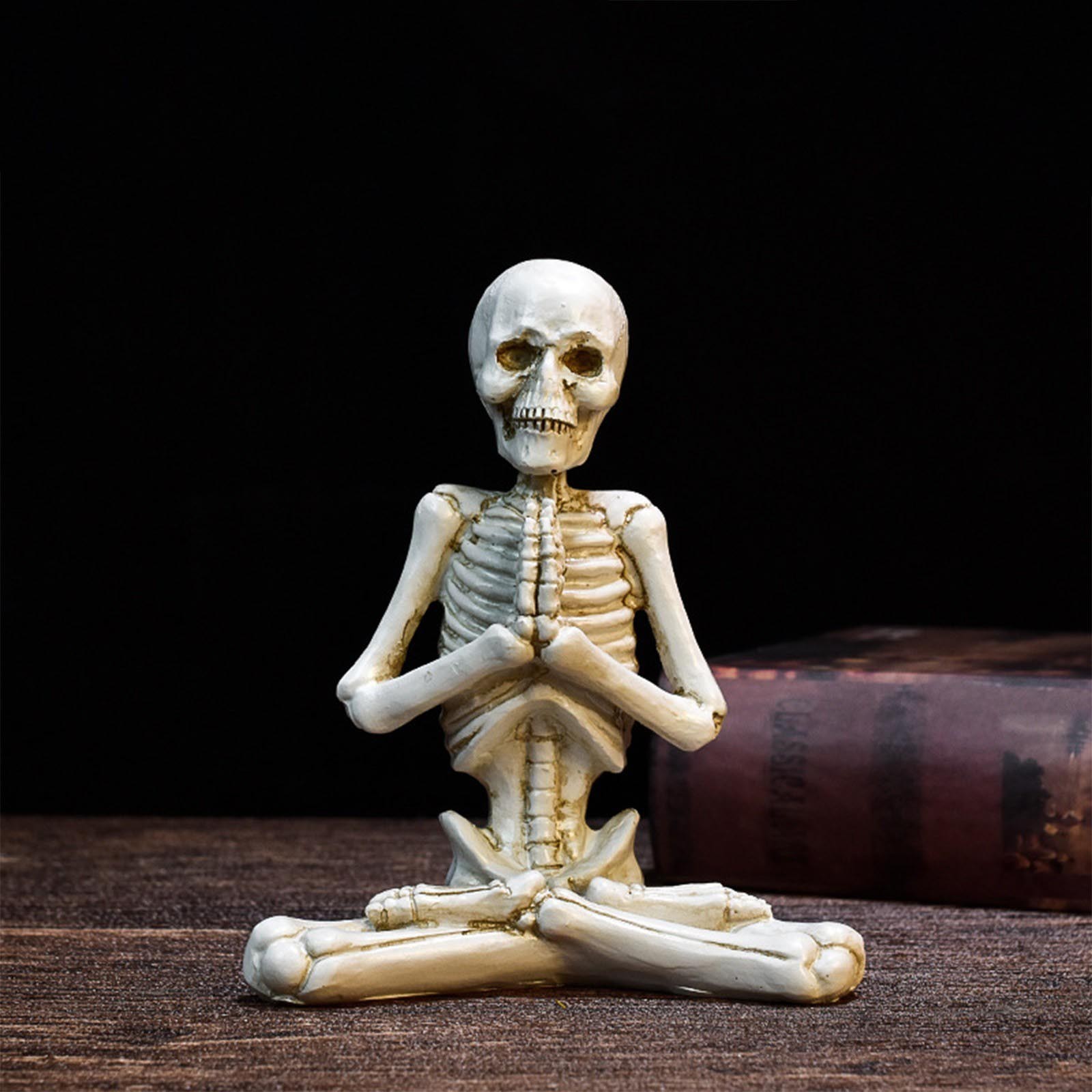 Halloween Yoga Pose Skeleton White Statue Decor, Handmade Resin Gothic ...