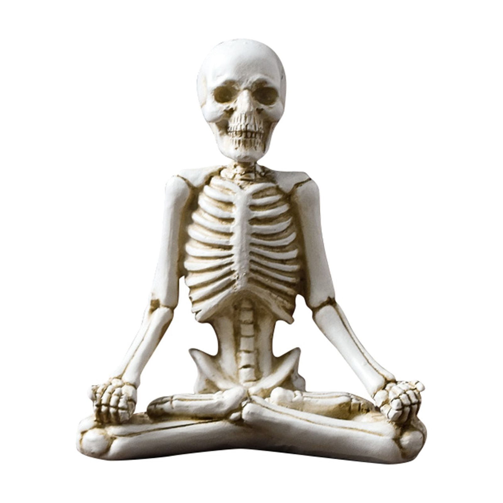 Halloween Yoga Pose Skeleton White Statue Decor, Handmade Resin Gothic ...