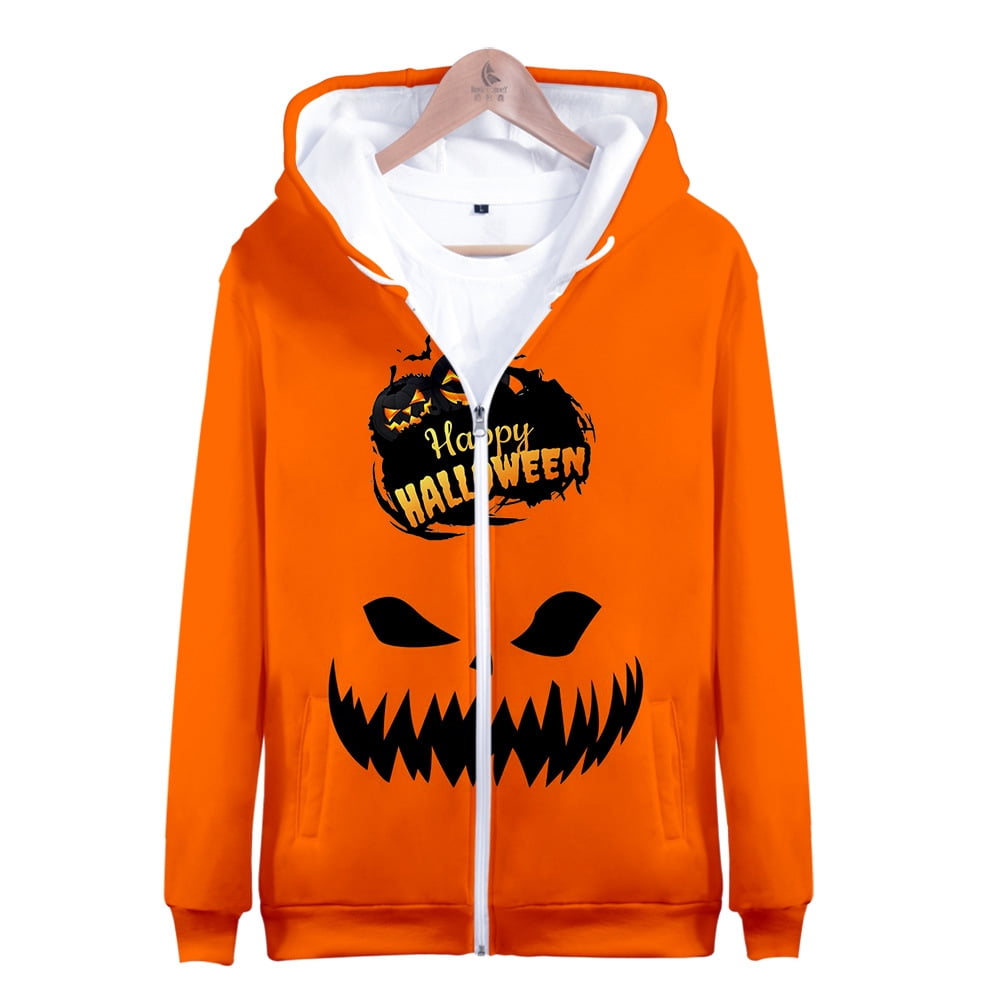 Halloween Zip Up Hoodie for Women Men Skull Skeleton Hoodie Oversized ...