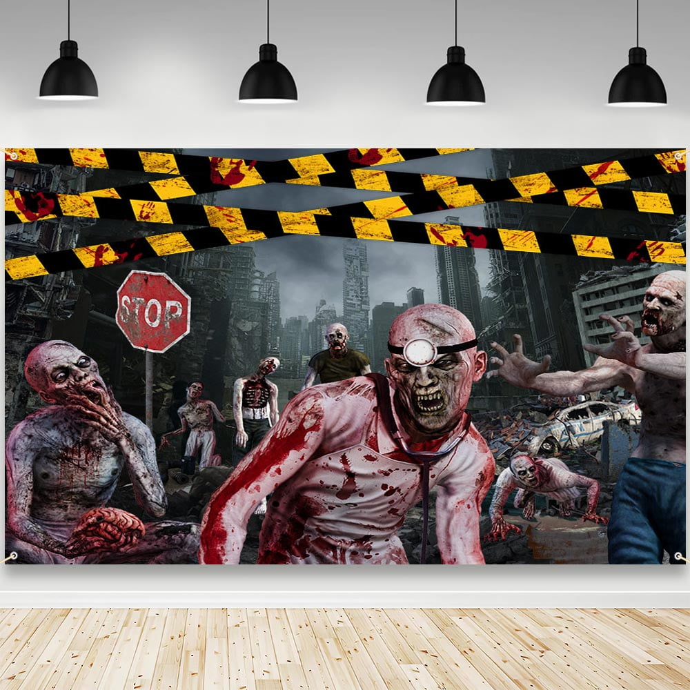 Halloween Zombie Backdrop Destroyed City Ruins Photography Background ...