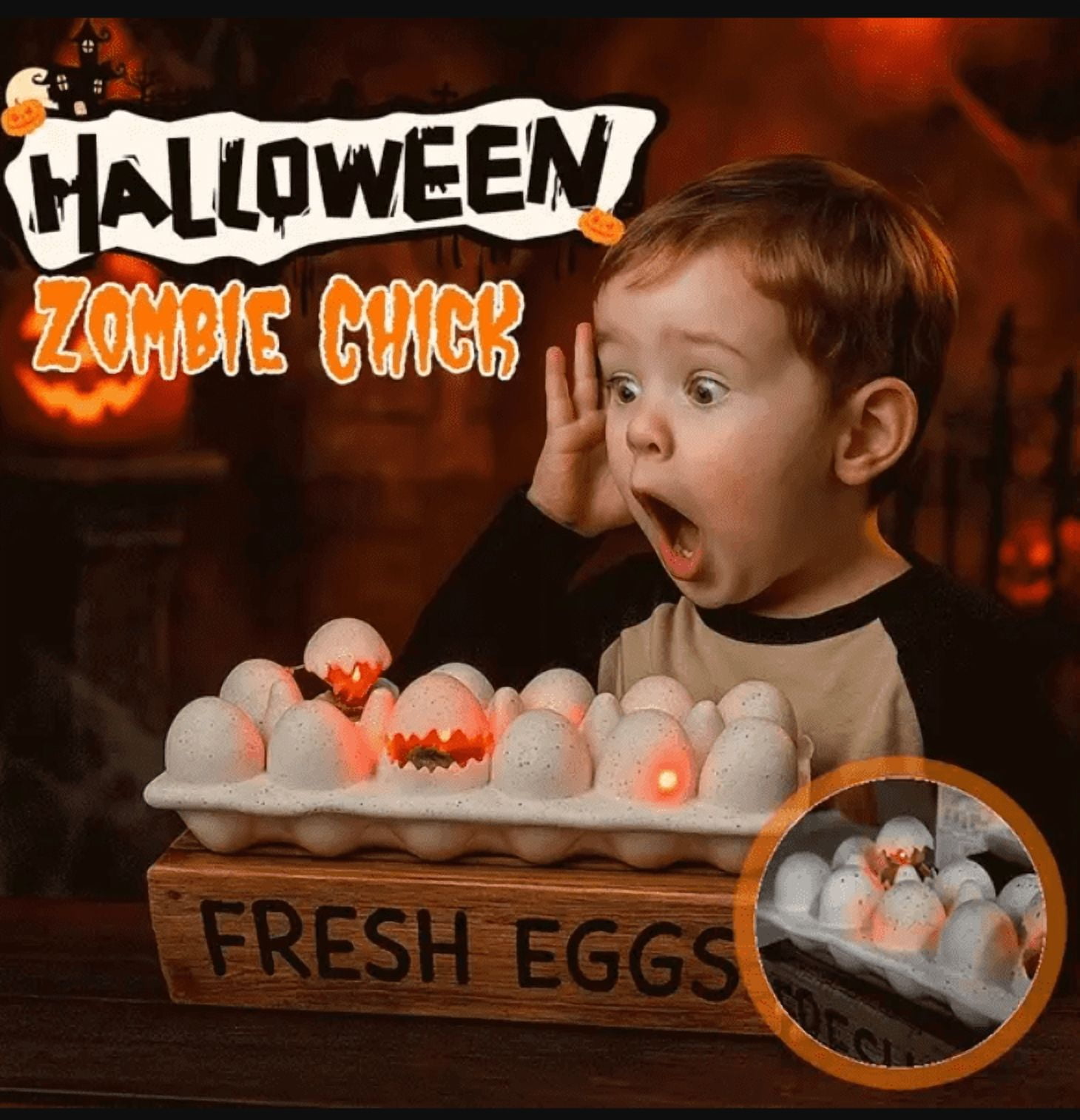 Halloween Zombie Chick Deviled Eggs Light-Up Animated Decoration ...