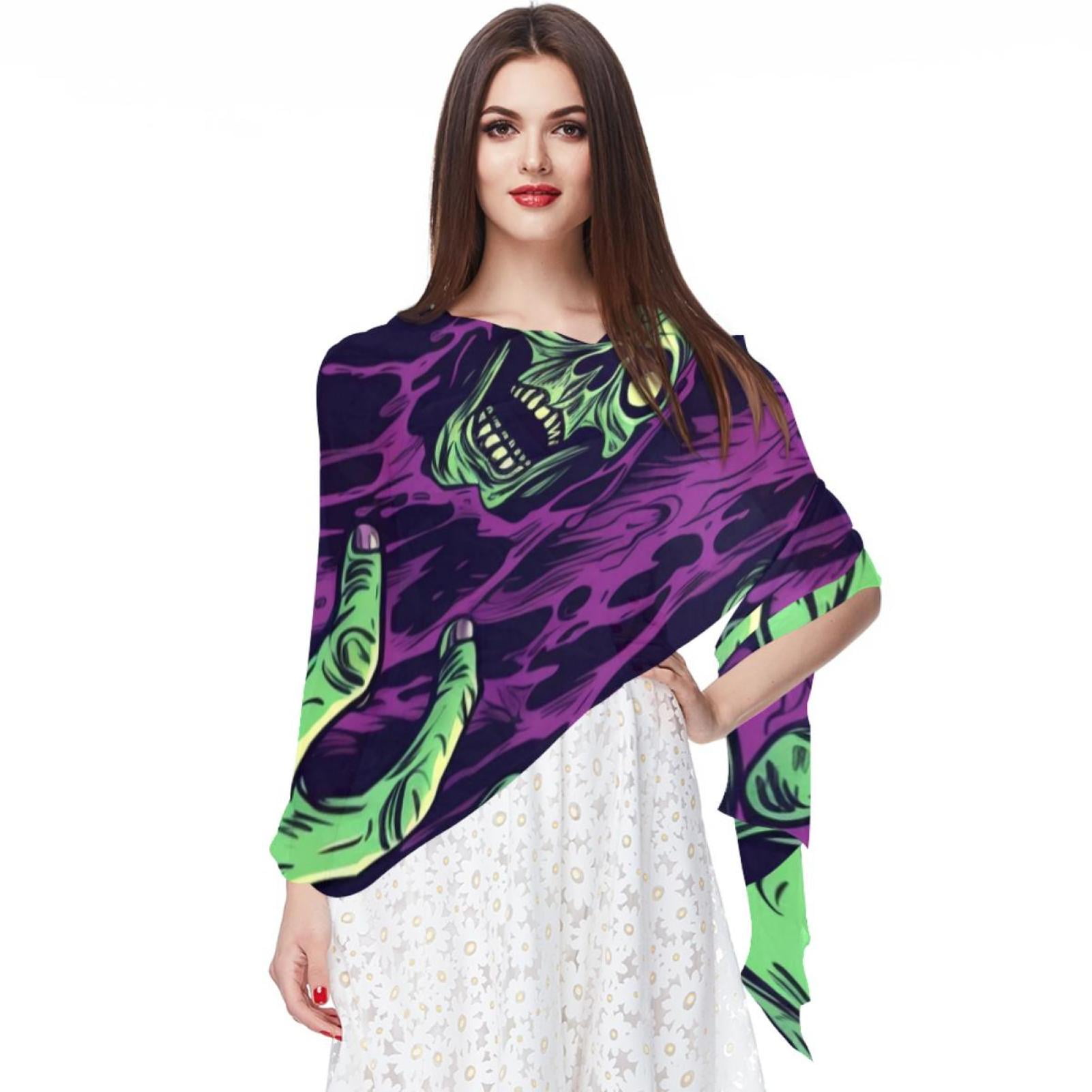 Halloween Zombie Hand Breathable Chiffon Yarn Silk Scarf 180*73 - Light ...