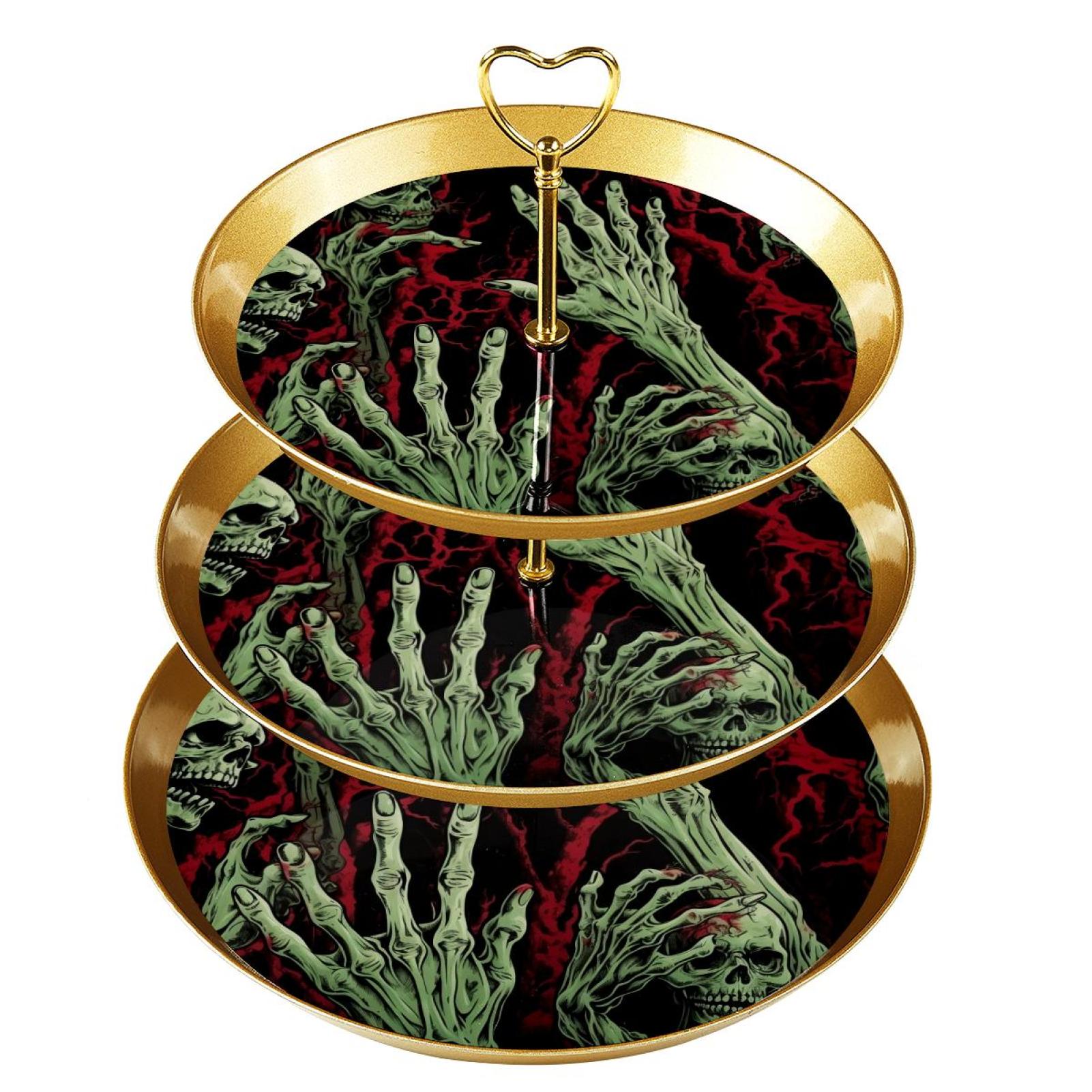 Halloween Zombie Hand Premium Plastic Discs Dessert Table Display Stand ...