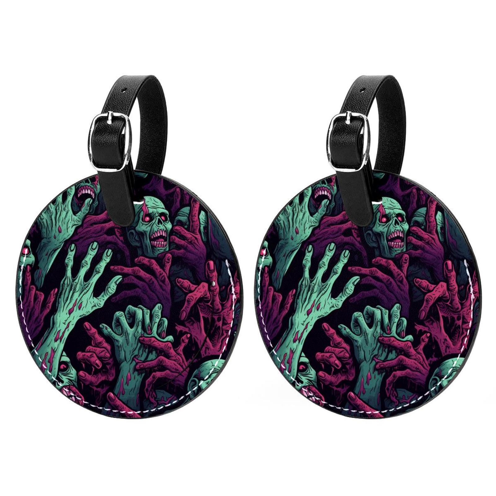 Halloween Zombie Hand Set of 2pcs PU Leather Round Suitcase Tags with ...