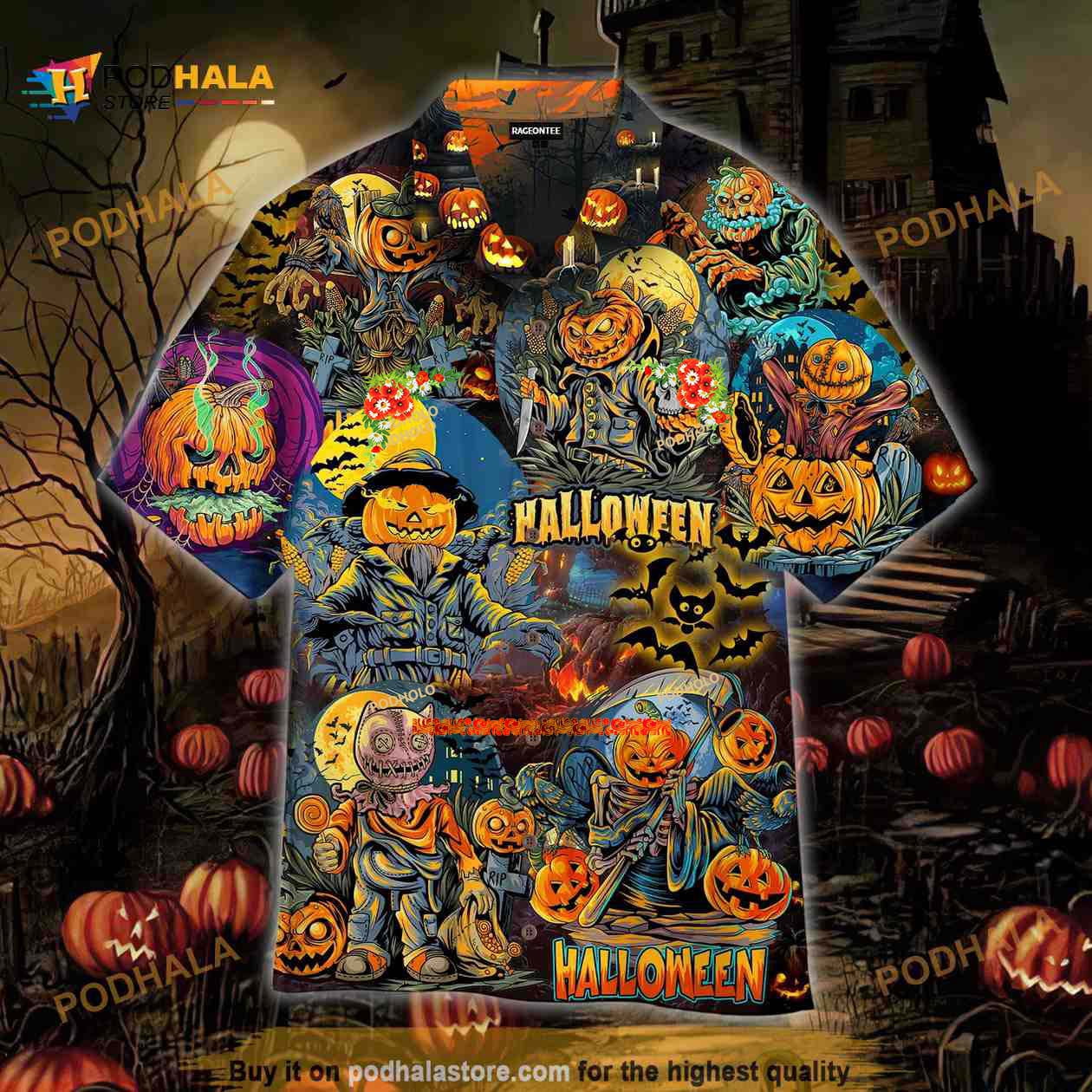 Halloween Zombie Pumpkin Halloween Hawaiian Shirt, Halloween Gifts ...