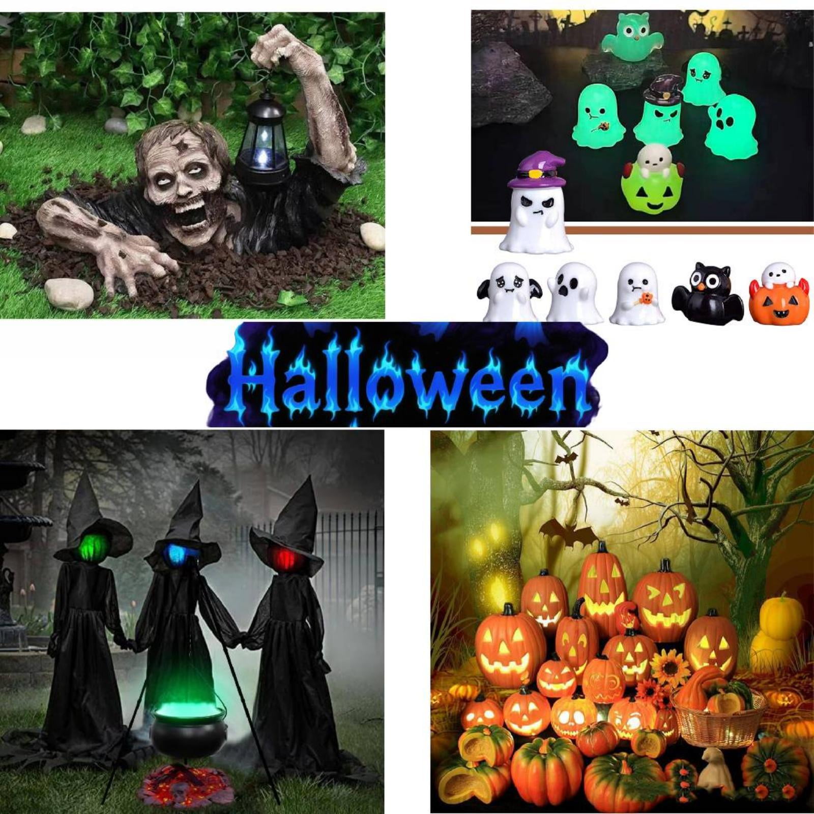 Halloween Zombie Statue with LED Lantern, Halloween Outside Decorations ...