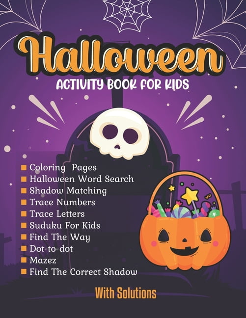 Halloween activity books for kids: Coloring Pages, Word Search, Shadow ...