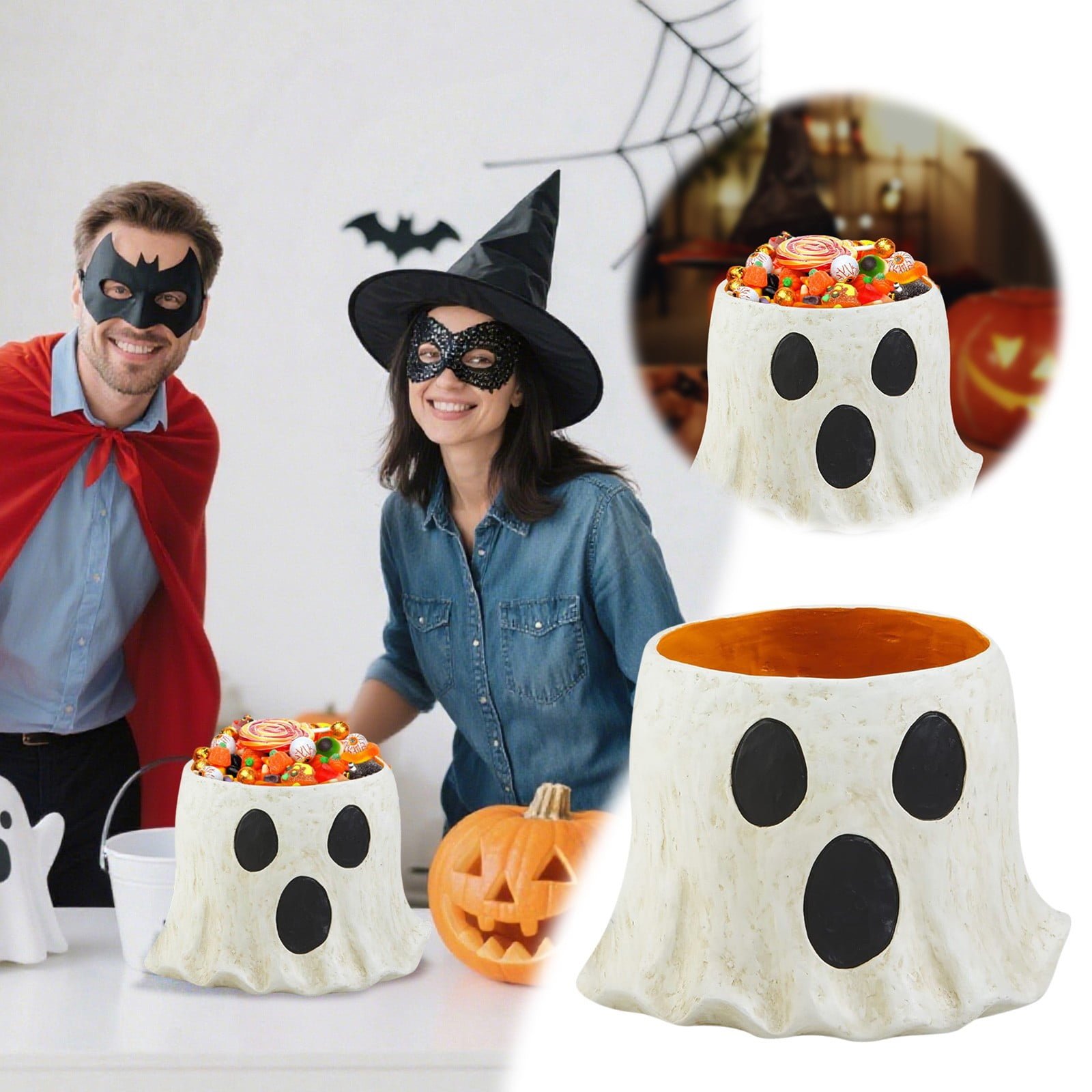 Halloween candy bucket figurine, Ghost Buckets Resin Halloween Treat ...