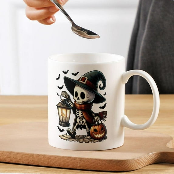 Halloween cartoon pattern 11 oz white ceramic mug thick and durable can ...