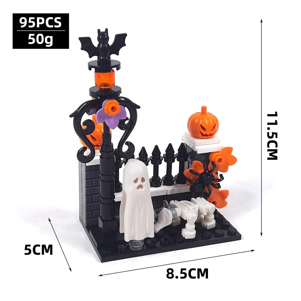 Halloween decoration building block set, pumpkin cemetery street scene ...