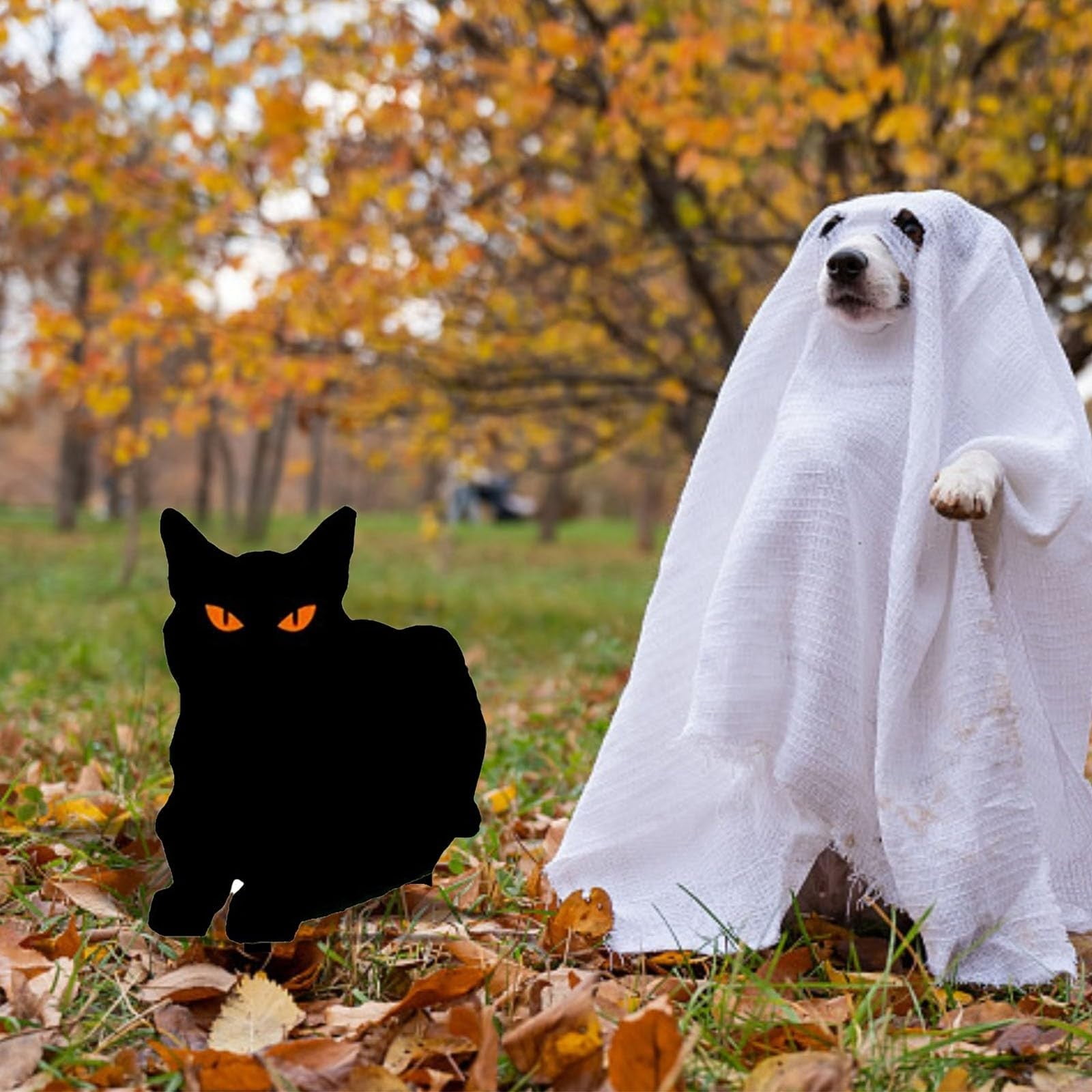 Halloween decorations！Halloween Outdoor Decoration 15 Inch Metal Scary Cat Scary Silhouette With ...