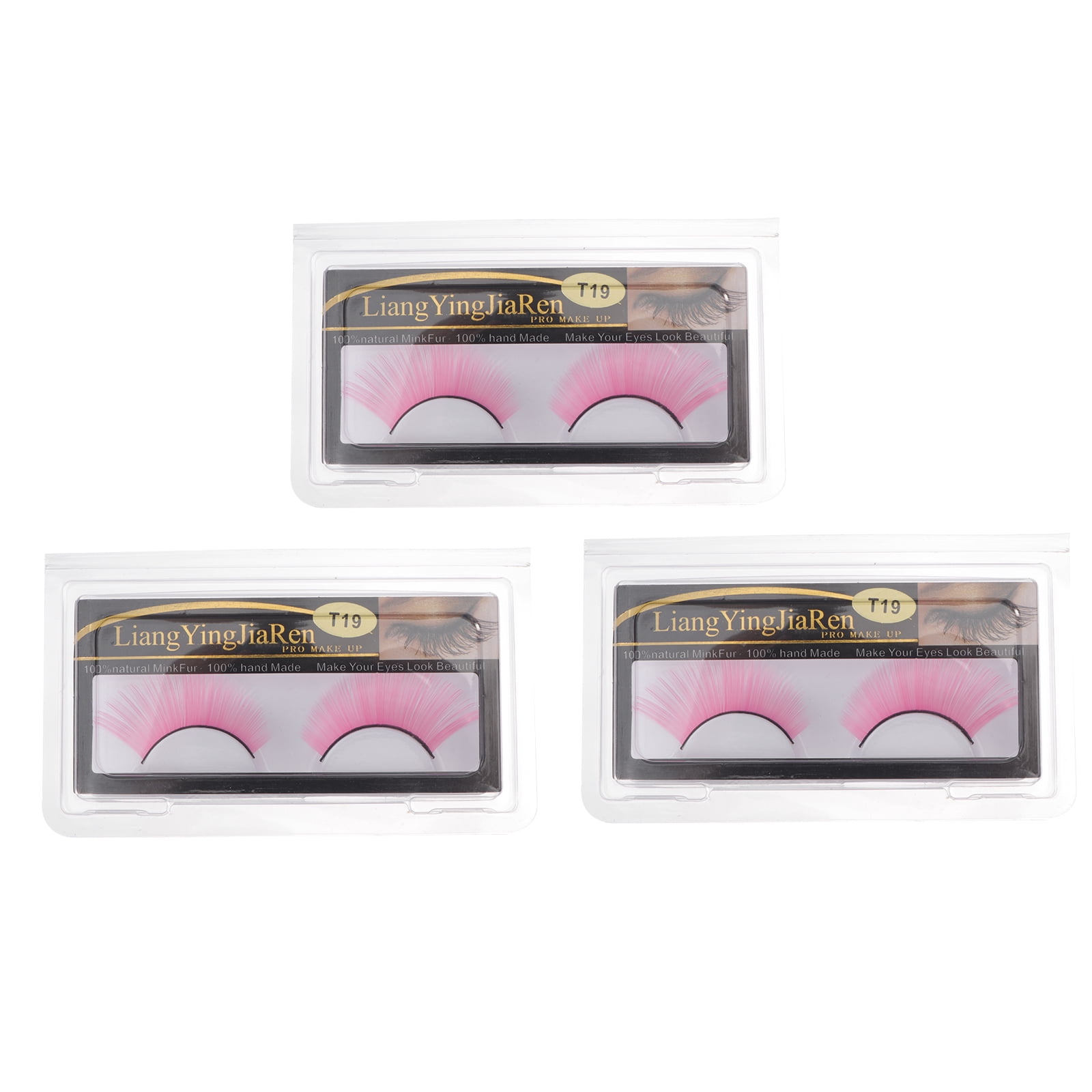 RENACLIPY Fiber Fake Eyelashes Pink For Women Carnival 3 Pairs ...