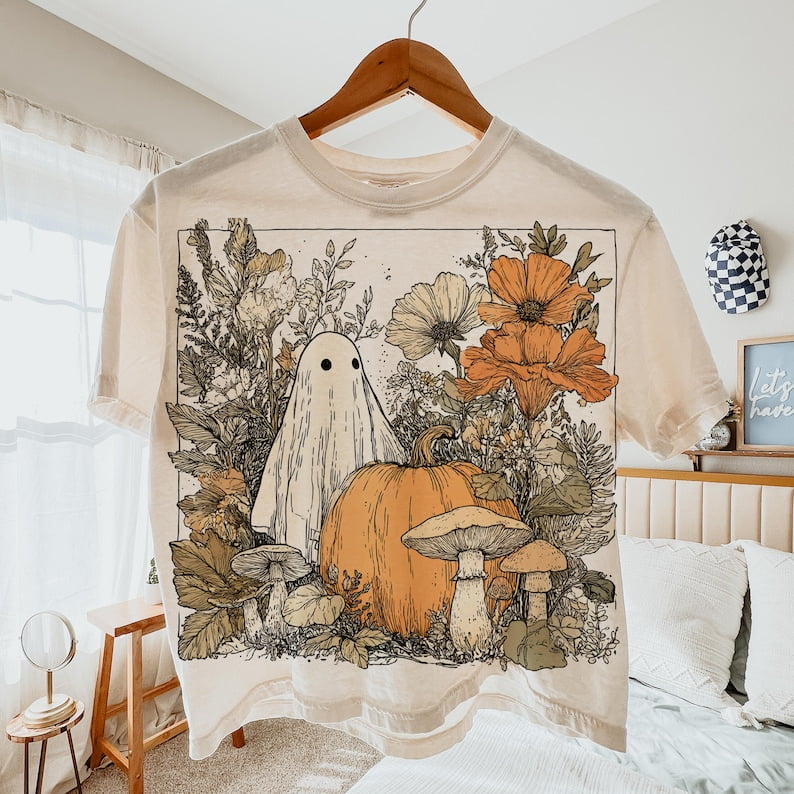 Halloween fall Ghost boho Png, girly Pink Pumpkin Png, Boho Floral Fall ...