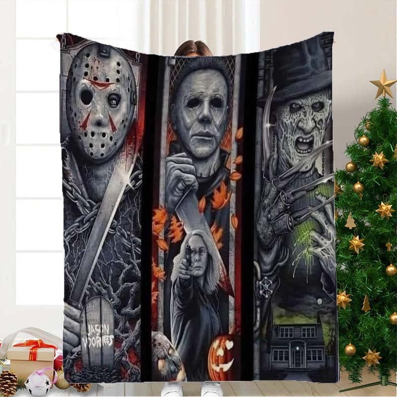 Halloween horror movie character patchwork themed flannel print blanket ...