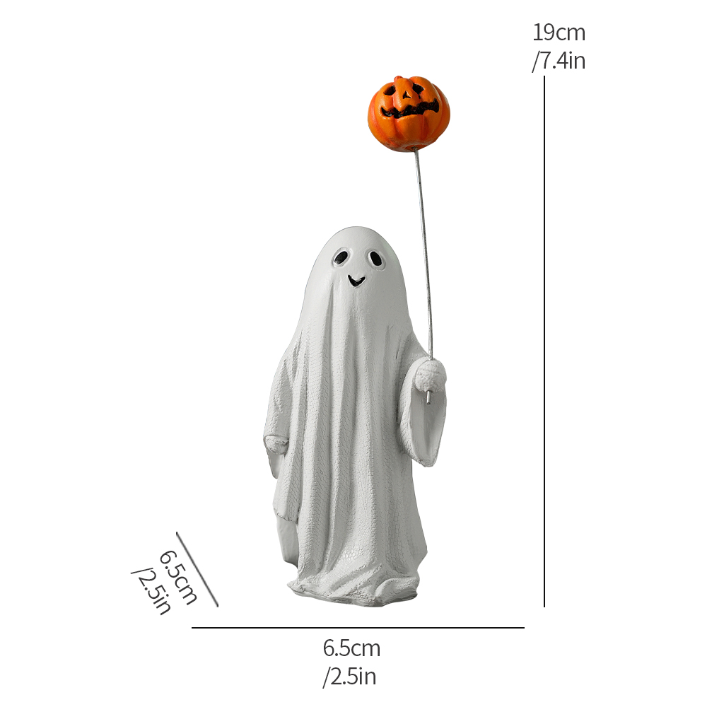 Halloween specter pumpkin horror specter resin statue, cute white ...
