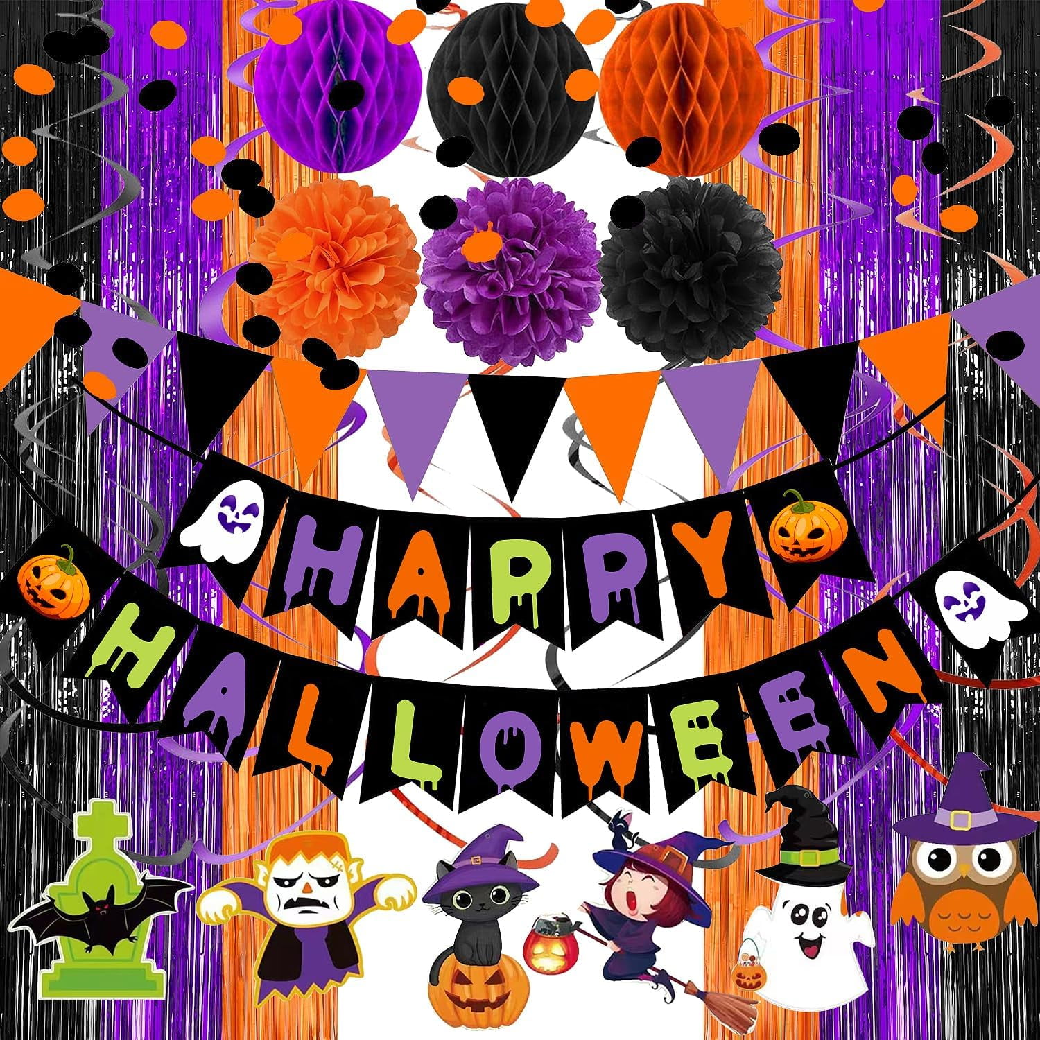 Halloween theme Birthday Party Decorations,Happy Birthday Decorations ...