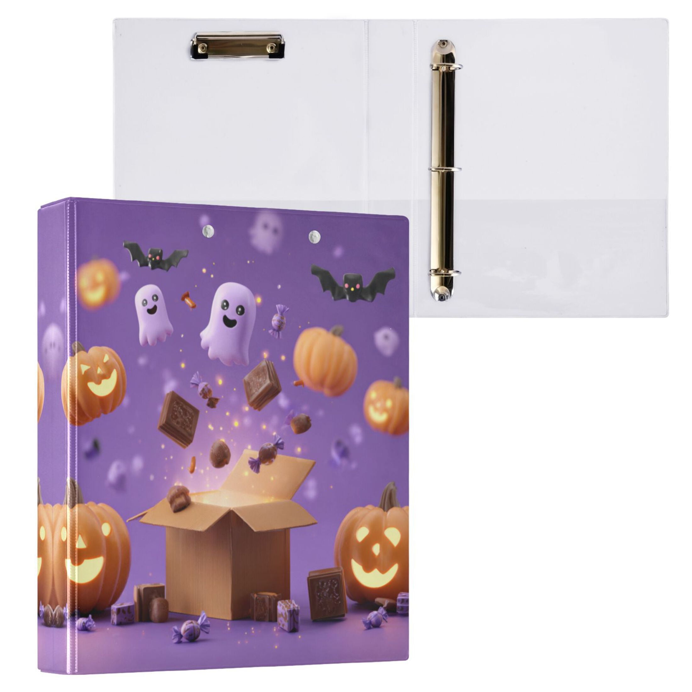 Halloween-themed Box Opening 3 Ring Hardcover Binders 1.5in Round Rings ...