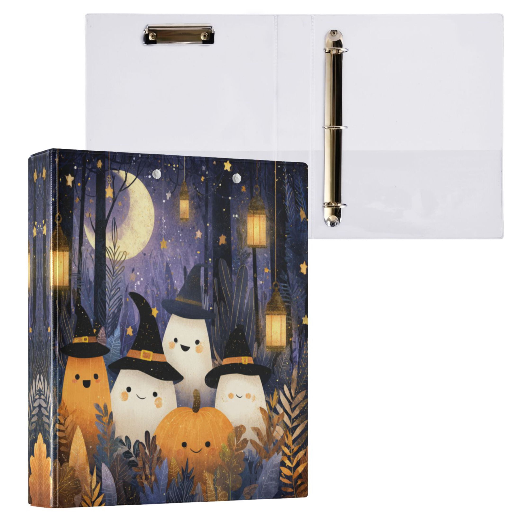 Halloween-themed with Ghosts 3 Ring Hardcover Binders 1.5in Round Rings ...