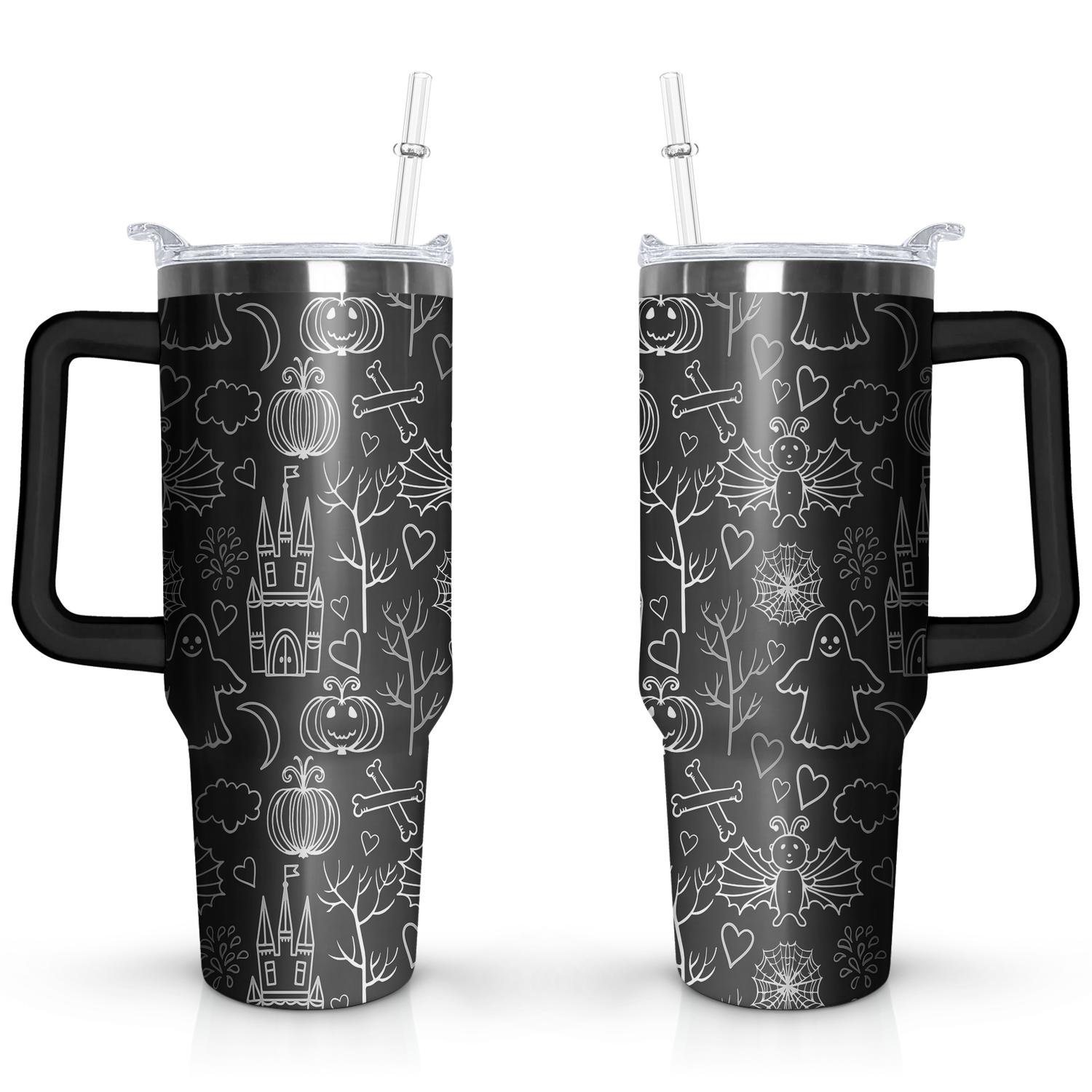 Hallowmas (73) Pumpkin Ghost Boo Witch Spider Web 40oz Stainless Steel ...