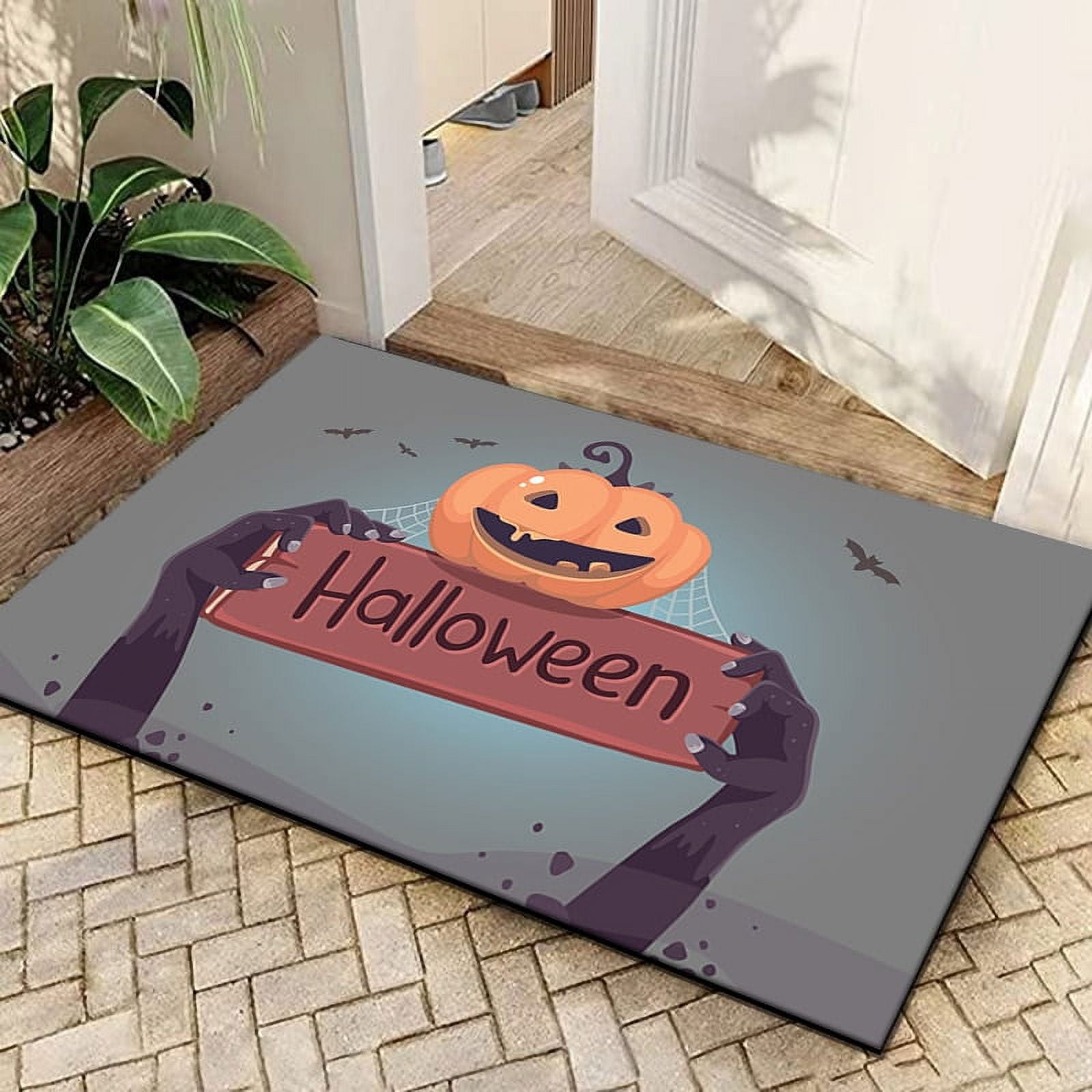 Hallowmas Entrance Doormat Cartoon Pumpkin Print Floor Mats Welcome Mat ...