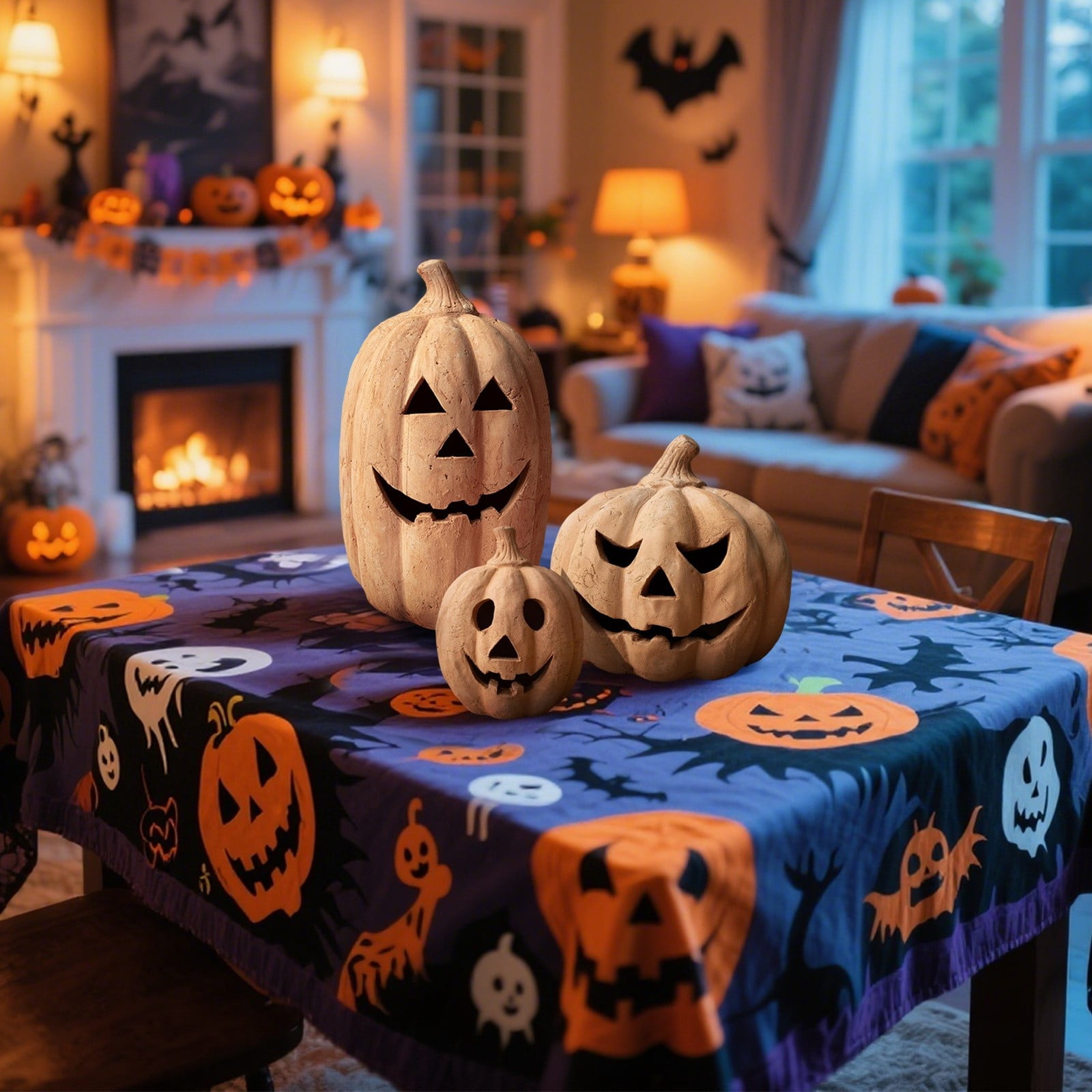 Hallowmas Hand-Carved Terracotta Jack-O'-Lantern, Artisanal Pumpkin ...