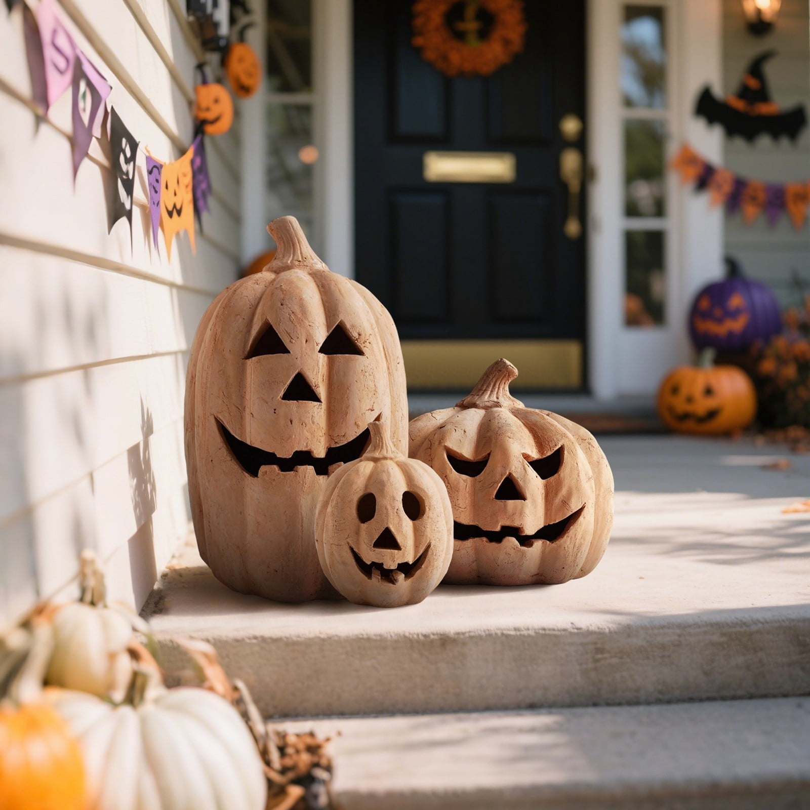 Halloween Resin Terracotta Pumpkin Decoration–Smiling Jack O' Lantern ...