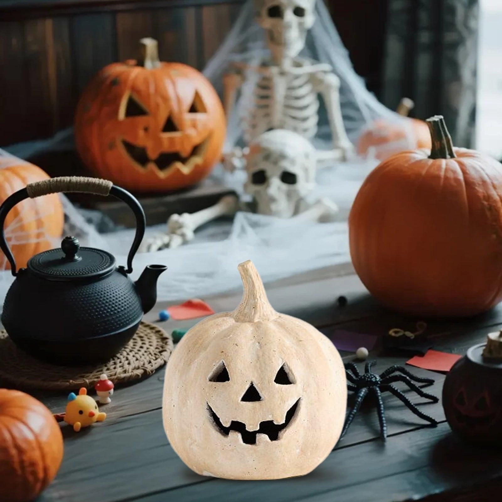 Hallowmas Handcrafted Jack-O'-Lantern, Artisanal Kiln-Fired Terracotta ...