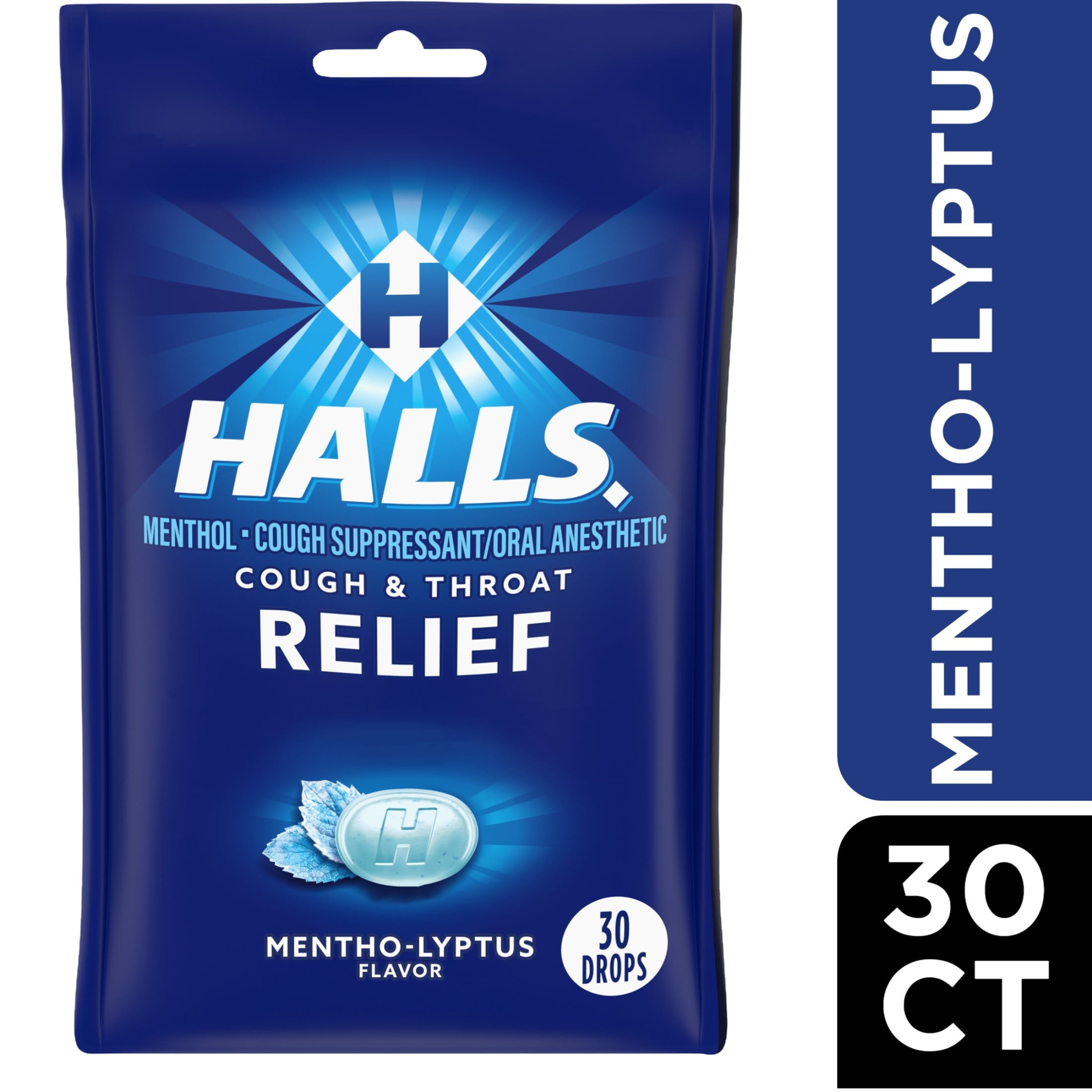 HALLS Relief Mentho-Lyptus Cough Drops, 30 Drops - Walmart Business Supplies