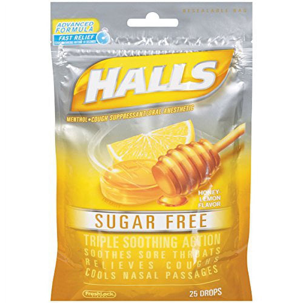 Halls Cough Suppressant Drops Triple Soothing Action Honey Lemon, 25ct, 3-Pack - Walmart.com