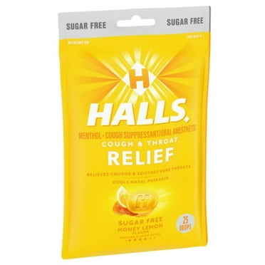Halls Smooth Relief Sugar Free Honey Lemon Cough Drops - 180 Count - Walmart.com