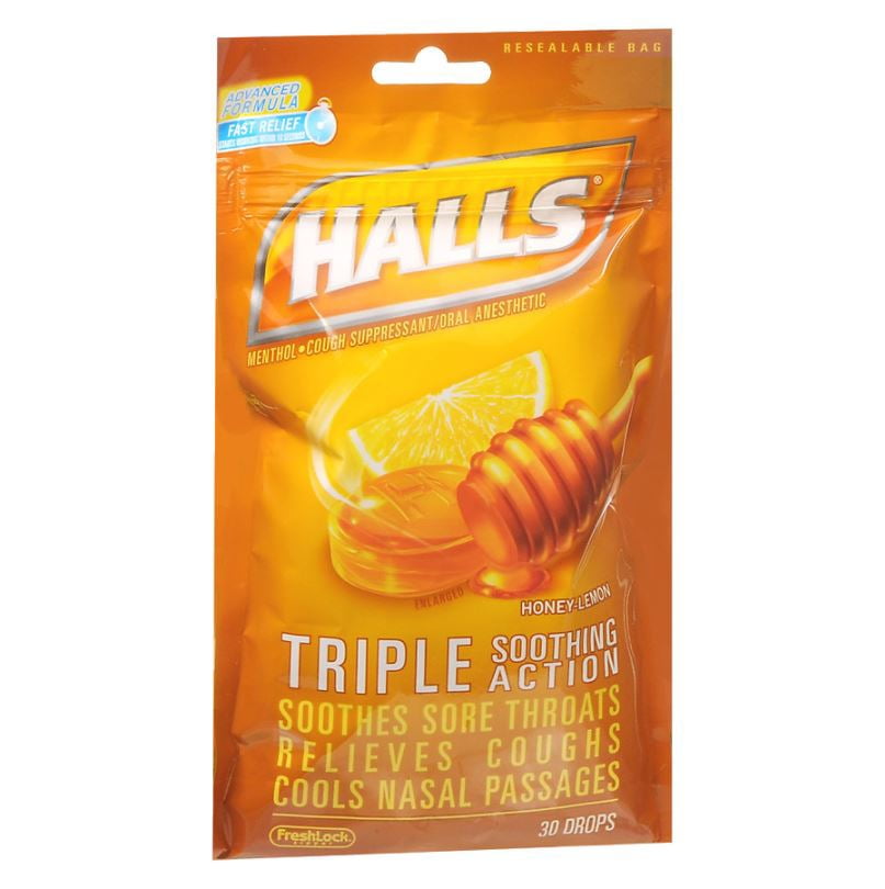 Halls Soothing Lozenge Honey Lemon 30 per Bag - Walmart.com