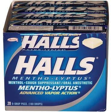 Halls Extra Strong Menthol Cough Drops, Oral Anesthetic, Intense Cool, 9 Ct - Pack of 20 ...