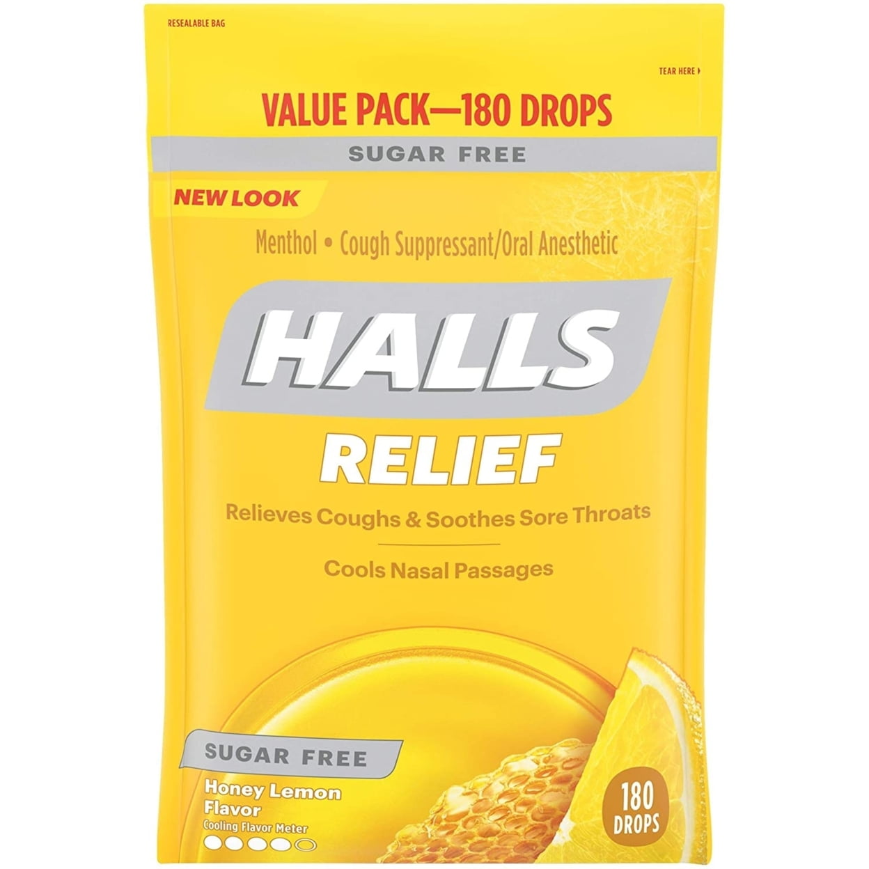Halls Sugar Free Cough Drops - Honey Lemon - 180 Count HSA/FSA Eligible ...