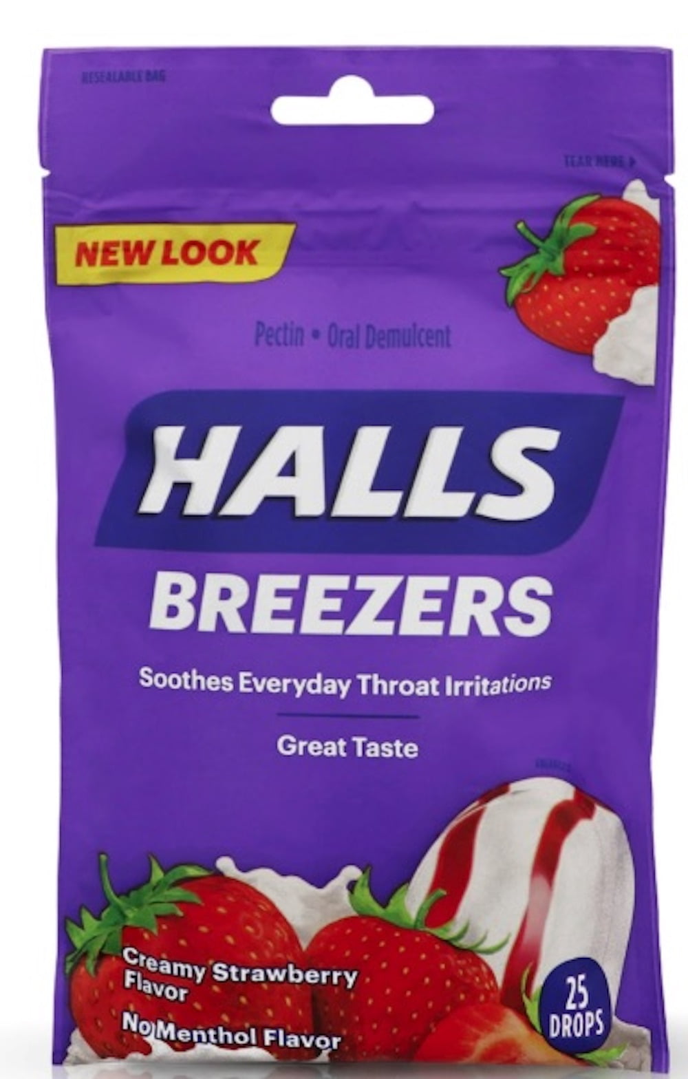 Halls Throat Soothing Creamy Strawberry Throat Drops (Pack of 6 ...