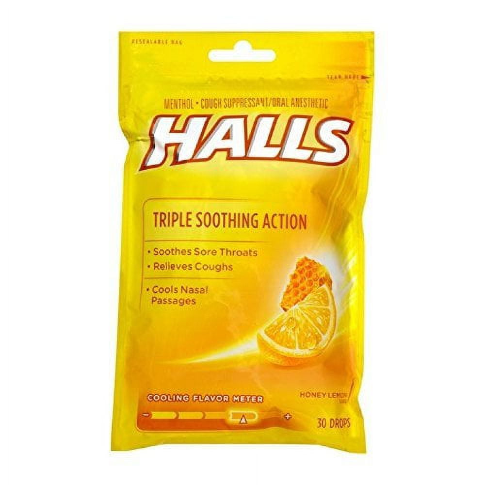Halls Triple Soothing Action Cough Drops, Honey Lemon 30 Each ( Pack of 6) - Walmart.com