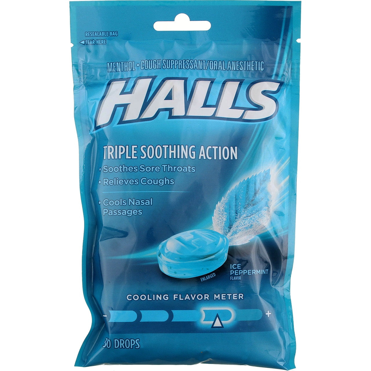 Halls Triple Soothing Action Cough Drops, Ice Peppermint, 30 Ct (3 pack) (Bundle) - Walmart.com