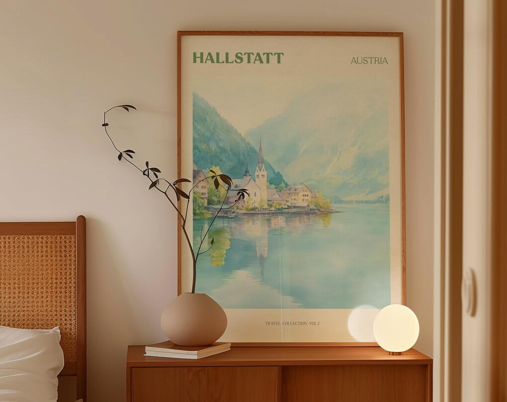 Hallstatt Digital Print Austrian Village Art Travel Wall Art Bedroom ...