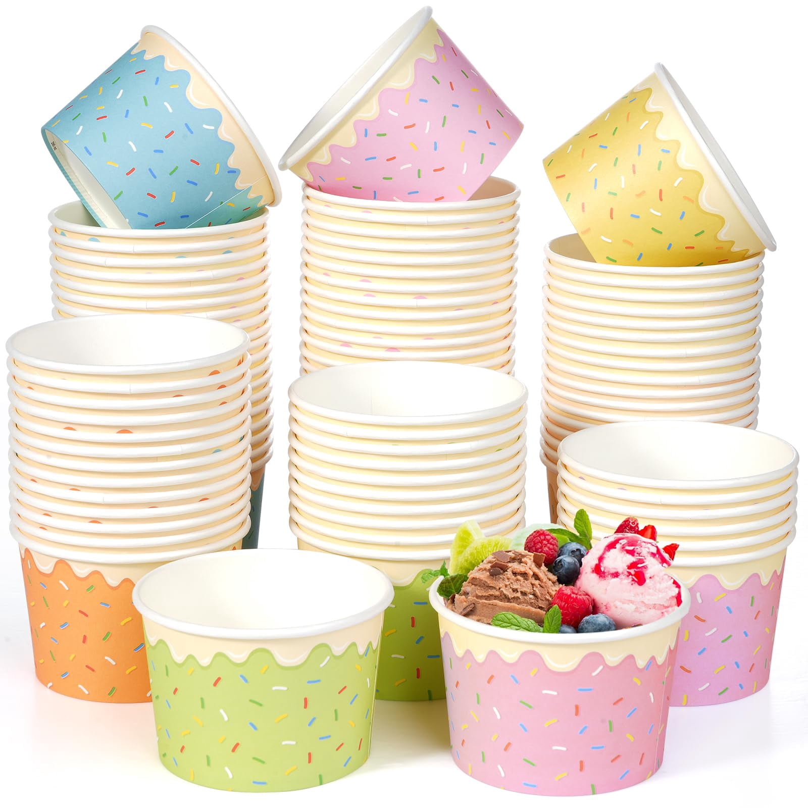 Hallswl 300pcs 9oz Ice Cream Bowls Disposable,Paper Ice Cream Cups,6 ...