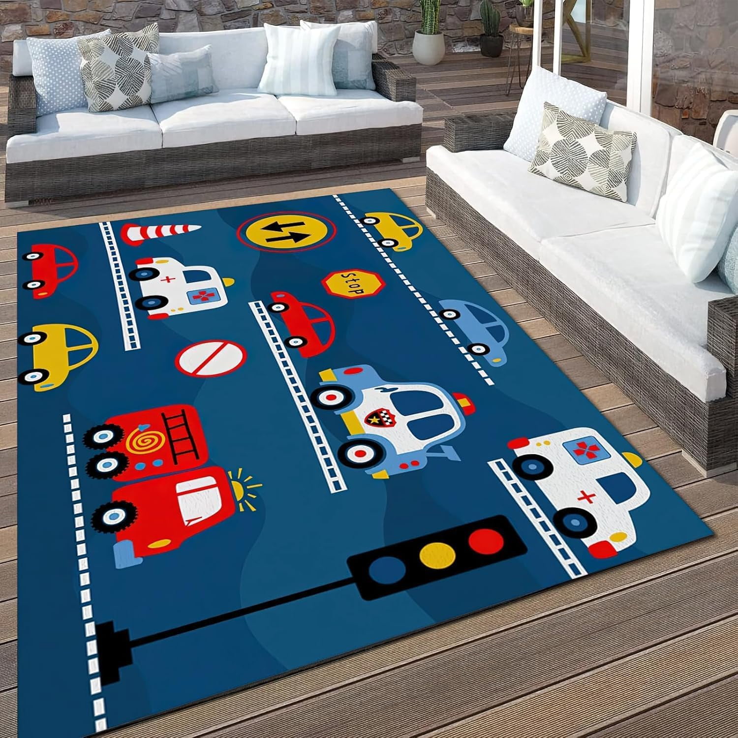 Hallway Car Rug, Cartoon Rugs for Room, Non-Slip Rugs for Bedroom ...