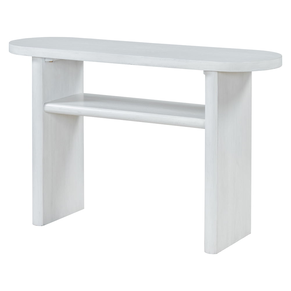 Hallway Console Table, Rounded Edges Entryway Table Display Shelf With ...