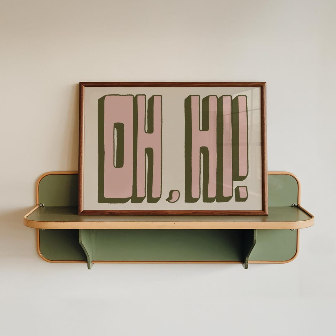 Hallway Print, Oh Hi Print Print, Retro Hallway Wall Art, Pink Green ...