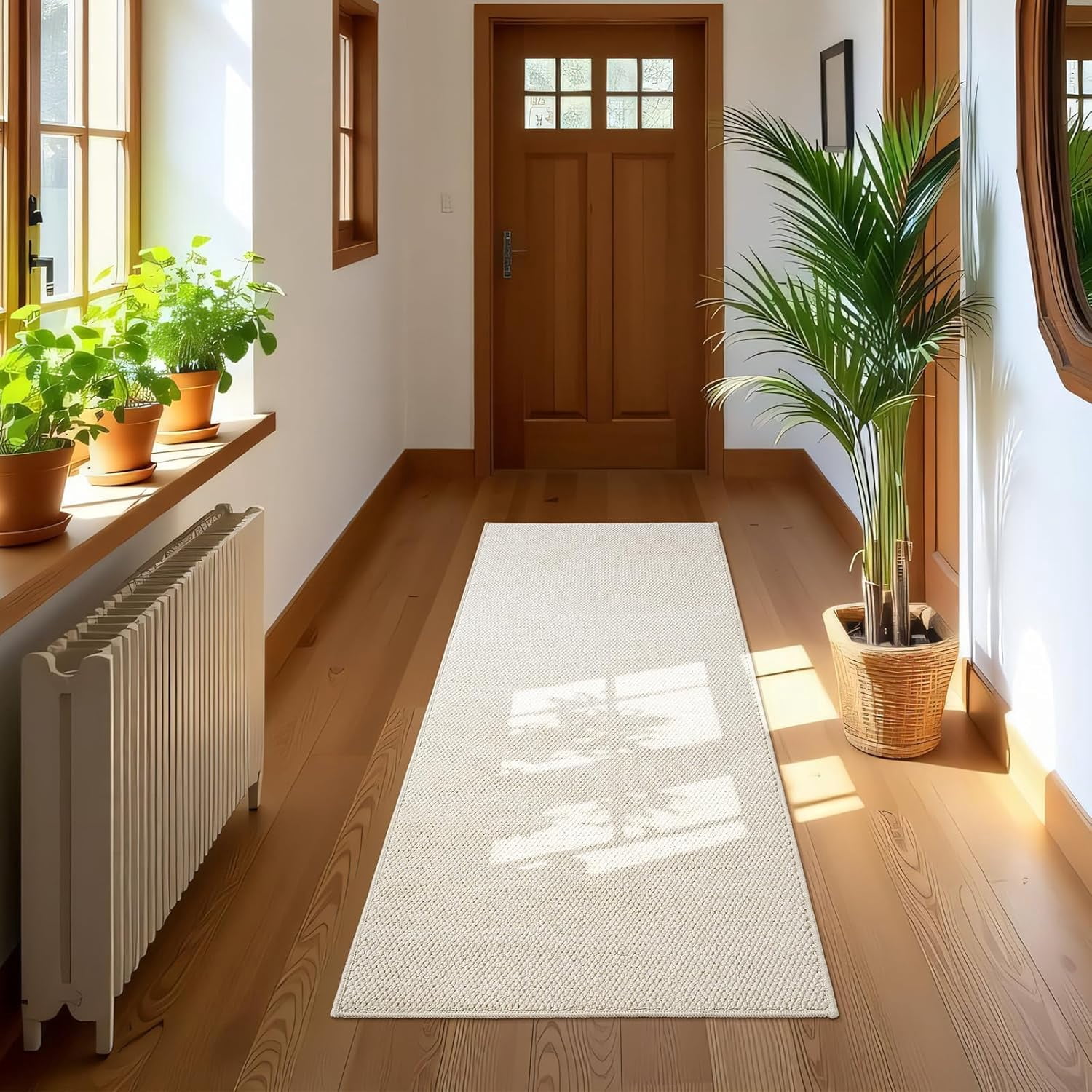 Hallway Runner - 2x6 ft Creamy White Faux Jute Entryway Rug, Modern ...