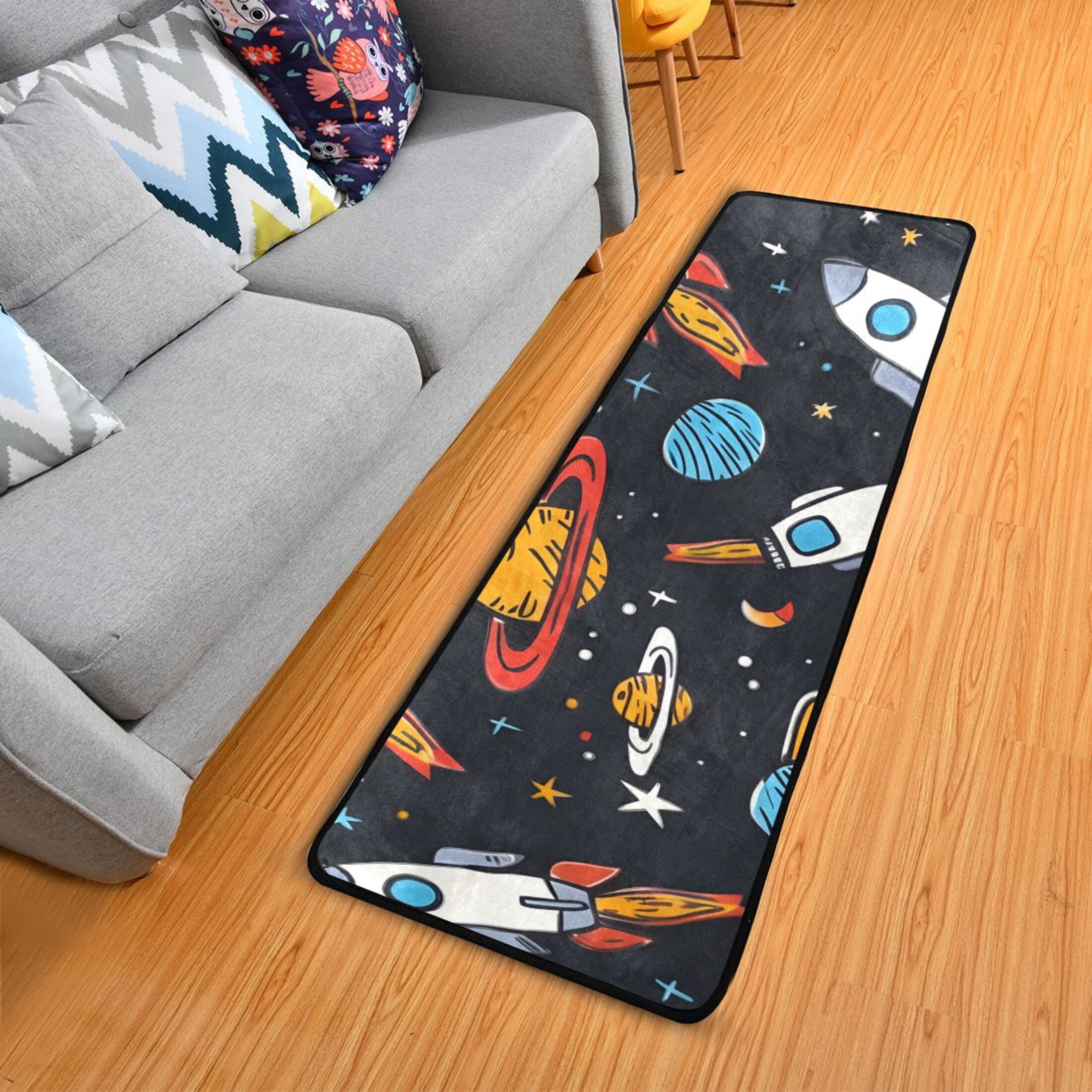 Hallway Runner Rug 2' X 6' Star Rocket Planet Area Rug Non-Slip ...