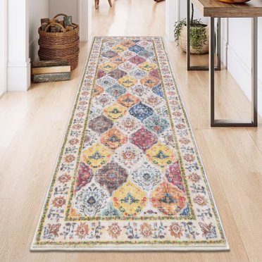 Moynesa 2'x6' Boho Hallway Runner Rug,Floral Kitchen Runner Rugs Non ...