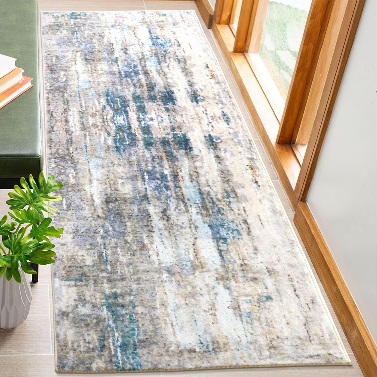 Hallway Runner Rug, Modern Abstract Ombre Soft Laundry Rug Runner, Non ...