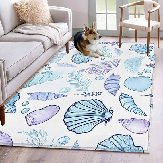 Hallway Runner Rugs 2.7x5 Ft, Blue Conch Coastal Non Slip Area Rugs for ...