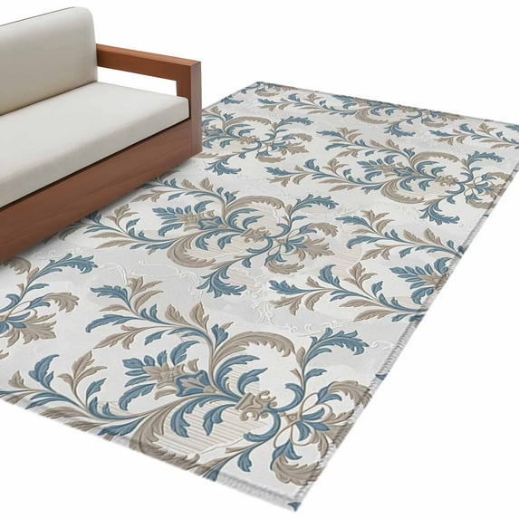 Hallway Runner Rugs 2.7x5 Ft, Blue Tan Flower Non Slip Area Rugs for ...