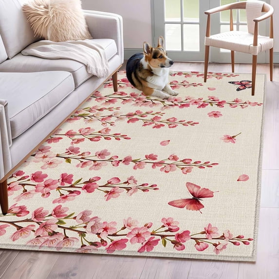Hallway Runner Rugs 2.7x5 Ft, Butterfly Flower Non Slip Area Rugs for ...