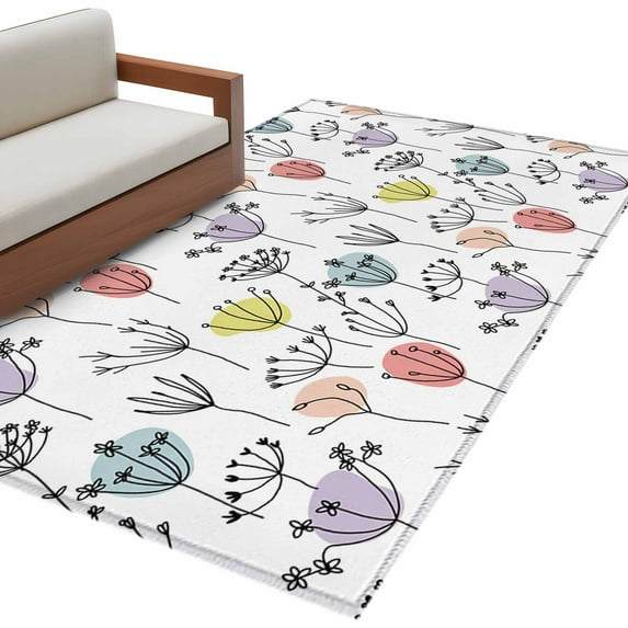 Hallway Runner Rugs 2.7x5 Ft, Colorful Flowers Non Slip Area Rugs for ...